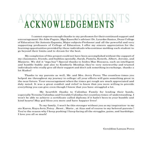 Acknowledgement | PDF