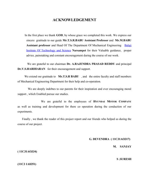 Sample Acknowledgement of Project Report | DOCX