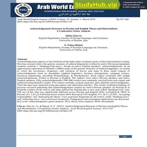 Acknowledgement Structure in Persian and English Theses and ...