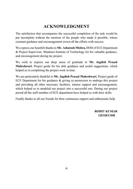 Sample Acknowledgement of Project Report | PDF