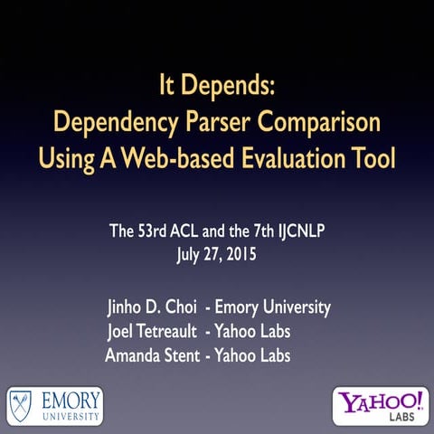 It Depends Dependency Parser Comparison Using A Web Based Evaluation Tool Ppt