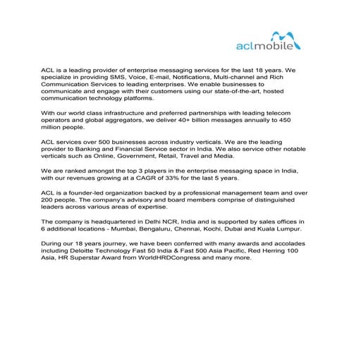 ACL company profile | PDF