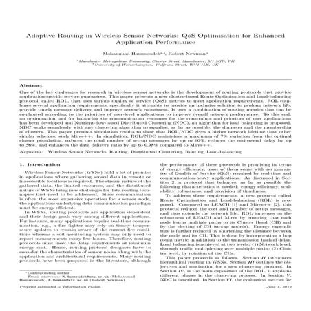 Adaptive Routing In Wireless Sensor Networks Qos Optimisation For 5462