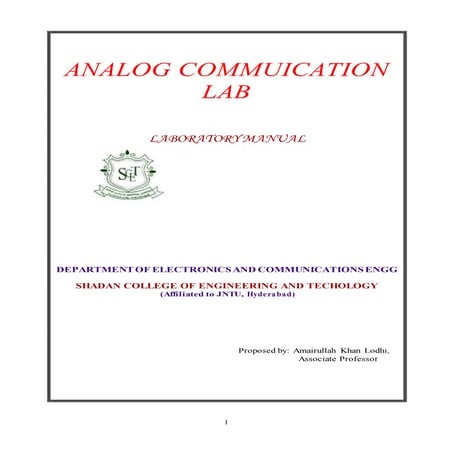Analog Communication Lab Manual | DOC