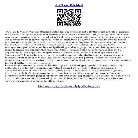 A Class Divided Essay | PDF