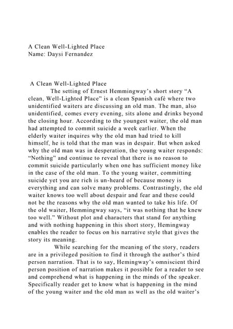 A clean well lighted place | PPTX