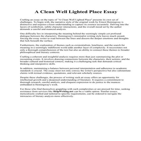 A Clean Well Lighted Place Essay | PDF