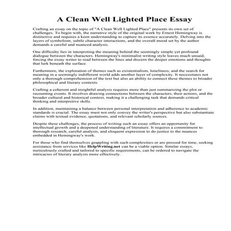 A Clean Well Lighted Place Essay | PDF