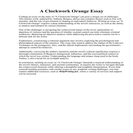 A Clockwork Orange Essay | PDF