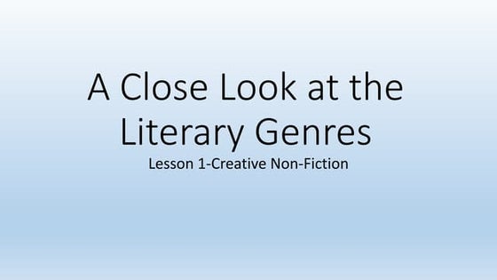 Literary Genres and their Elements, and Structures and Traditions from ...