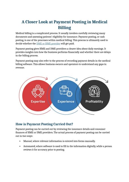What is the payment posting process in medical billing? | PPTX
