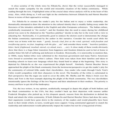 A close scrutiny of the whole story by zitkala | DOCX