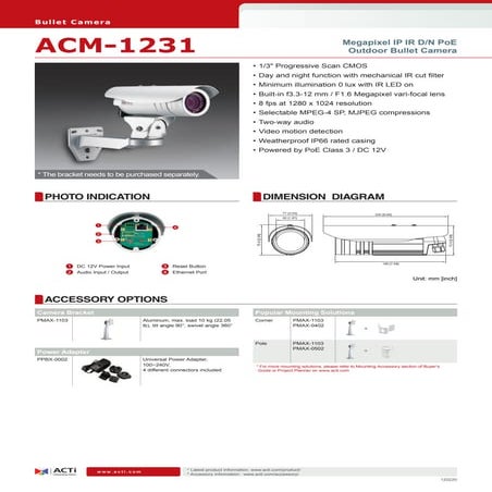 Acm 1231 ds-120220 | PDF | Cameras and Camcorders | Consumer Electronics