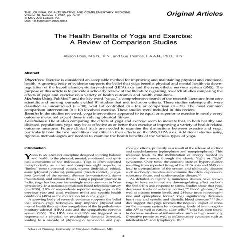 The Health Benefits of Yoga and Exercise | PDF