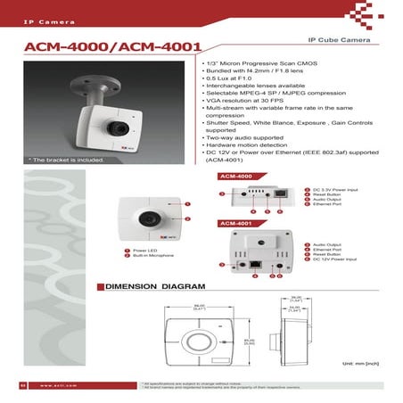 ACTI CUBE Cam IP 4001 640x480 | PDF