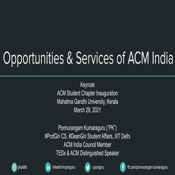 Opportunities & Services of ACM India | PPT