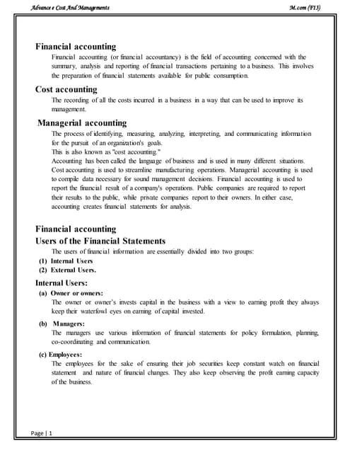Differences between Financial accounting vs Managerial accounting | PPTX | Resume Writing and ...