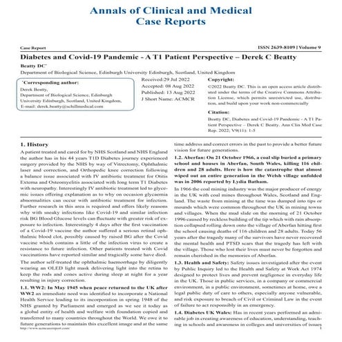Diabetes and Covid-19 Pandemic - A T1 Patient Perspective - Derek C ...