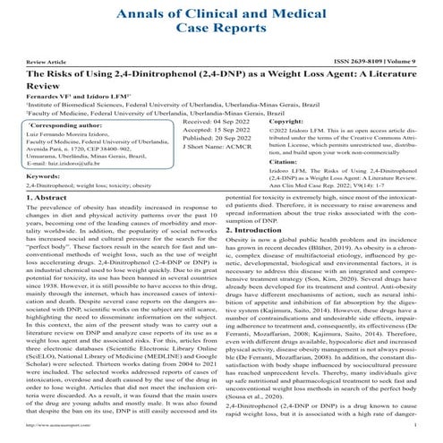 The risks of using 2,4?dinitrophenol (2,4?DNP) as a weight loss agent ...