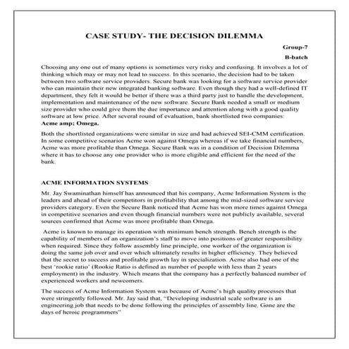 ACME or OMEGA - case analysis | PDF