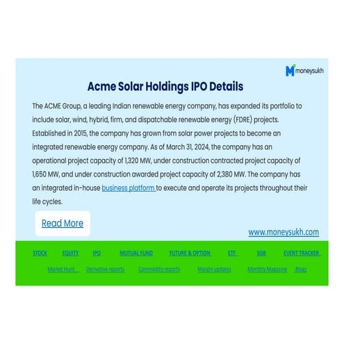Acme Solar Holdings IPO Details: Launch Date, Share Price | PPT