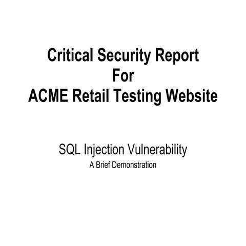 Acme Sql Inject | PPT