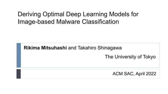 Deriving Optimal Deep Learning Models For Image Based Malware