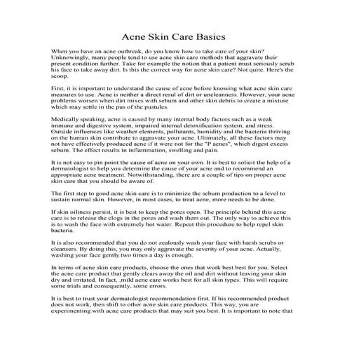 Acne skin care_basics | PDF