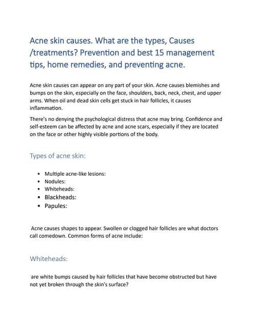 Acne Vulgaris | PDF | Skin and Dermatology | Diseases and Conditions