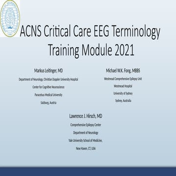 ACNS Standardized Critical Care EEG Terminology 2021 | PDF