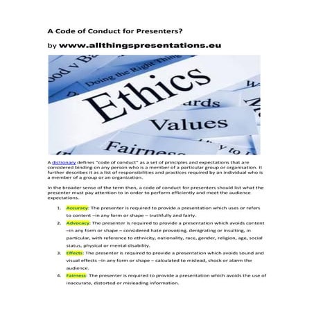 A code of conduct for presenters | PDF
