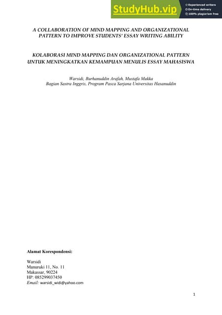 I-Think Map In Organization Of Ideas In Argumentative Writing | PDF ...