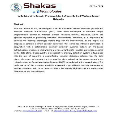 A Collaborative Security Framework For Software Defined Wireless Sensor