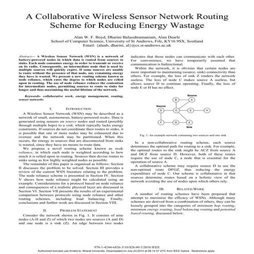 A Collaborative Wireless Sensor Network Routing Pdf Internet Of