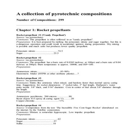 A collection of pyrotechnic compositions | DOC | Chemistry | Science