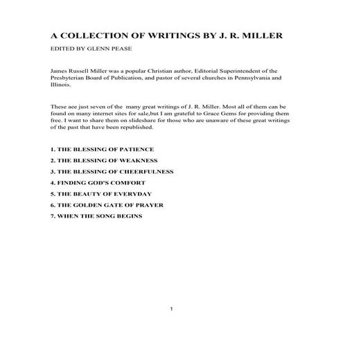 A collection of writings by j. r. miller | PDF