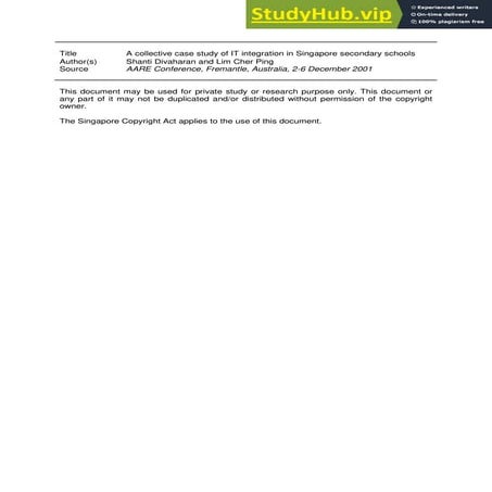 A Collective Case Study Of IT Integration In Singapore Secondary ...