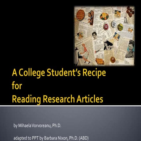 A College Student’s Recipe For Reading Research Articles | PPT