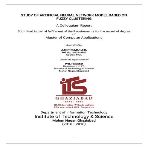 A Colloquium Report On Artificial Neural Network Model Based On Fuzzy