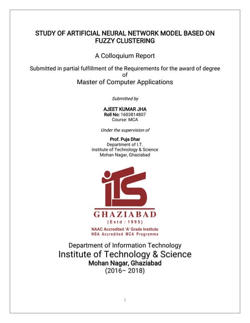A Colloquium Report On Artificial Neural Network Model Based On Fuzzy