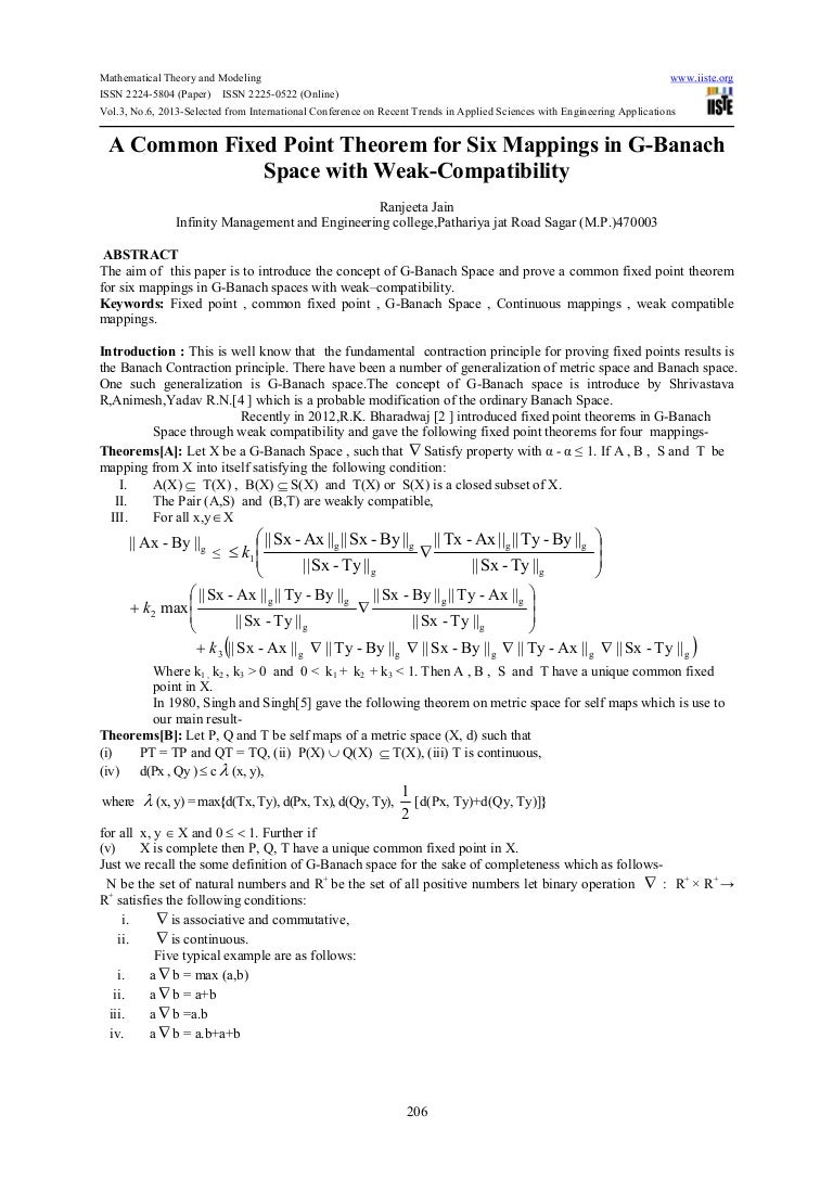 A Common Fixed Point Theorem For Six Mappings In G Banach Space With