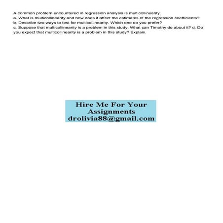 A common problem encountered in regression analysis is multi.pdf