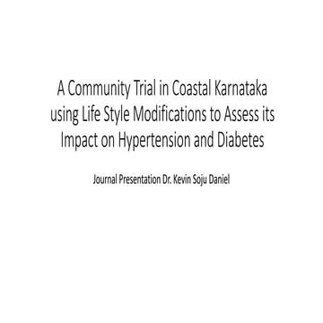 A Community Trial in Coastal Karnataka using Life Style Modifications ...