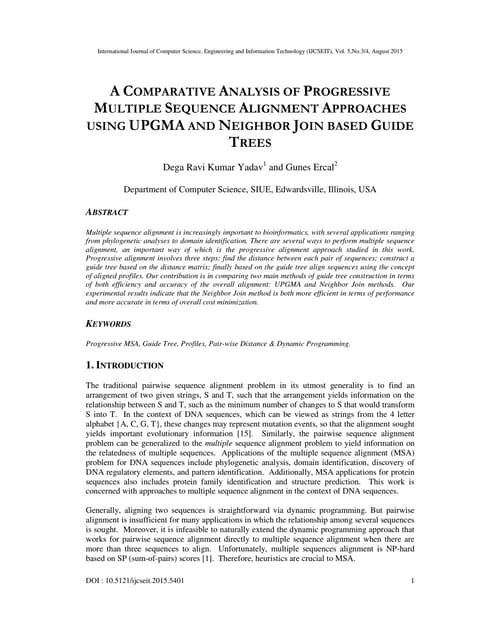 A Comparative Analysis Of Progressive Multiple Sequence Alignment
