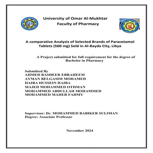A comparative Analysis of Selected Brands of Paracetamol Tablets (500 ...