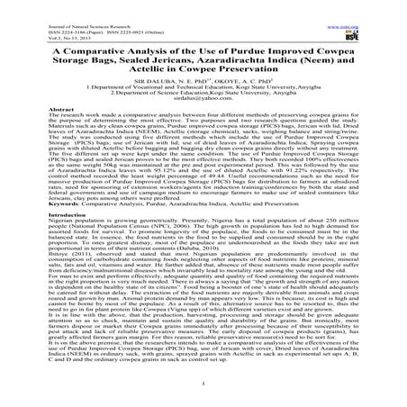 A comparative analysis of the use of purdue improved cowpea storage ...