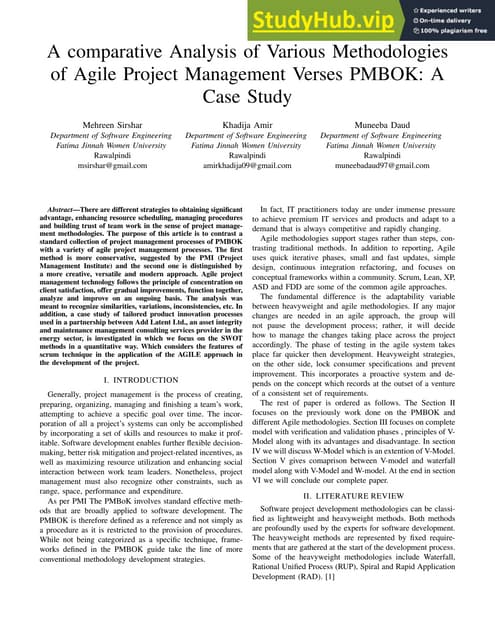 A Comparative Analysis Of Various Methodologies Of Agile Project