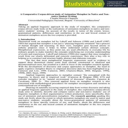 A Comparative Corpus-Driven Study Of Animation Metaphor In Native And ...