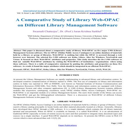 A Comparative Study of Library Web-OPAC on Different Library Management ...