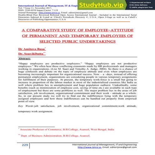 A Comparative Study Of Employee-Attitude Of Permanent And Temporary ...